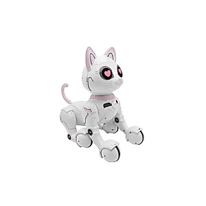 LEXiBOOK - Power Kitty® - Remote Control Robot Cat, Programmable Smart Robot, Light, Sound, White/Pink - KITTY01