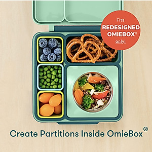 OmieBox (2 pack) Leakproof Dips Containers To Go, Salad Dressing Container, Condiment Container with Lids - Food Safe Silicone - 4 ounces (Blue/Lime)