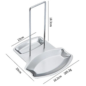 Lid and Spoon Rest Shelf,Pan Lid Holder Pot Cover Lid Rack Stand Organizer,304 Stainless Steel Pan Progressive Lid Organizer Storage Soup Cooking Spoon Rests Utensils Kitchen Decor Tool (SILVER)