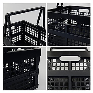 Ortodayes 2 Pack Folding Plastic Crate, Collapsible Shopping Basket with Handles