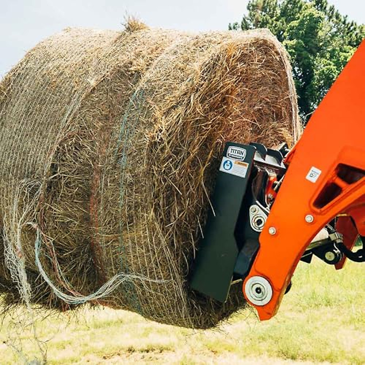 Titan Attachments HD Skid Steer Hay Frame Attachment, Two 49" Hay Spears, Rated 4,000 LB, Quick Tach Mounting, Hay Handing Equipment for Bobcat Tractors