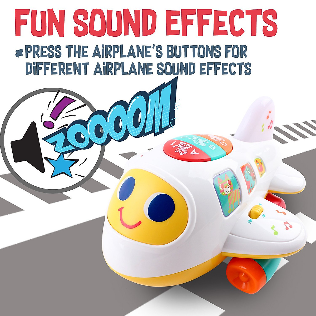 CoolToys My First Plane Airplane Toy for Toddlers and Babies for Learning Letters, Numbers and Colors - Lights Up, Sings, and Moves Around