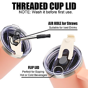 AQUAPHILE 40 oz Insulated Tumbler with Handle, Stainless Steel Travel Mug with Lid and Straw, Double Wall Vacuum Leak Proof Portable Coffee Tumbler, Thermal Cup for Car, Camping, Outdoor(Peach Pink)