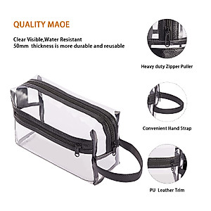 HAOGUAGUA Heavy Duty Clear Travel Toiletry Makeup Bags Transparent Shaving Bag Water Resistant Cosmetic Bag Organizer Pouch with Zipper and Handle