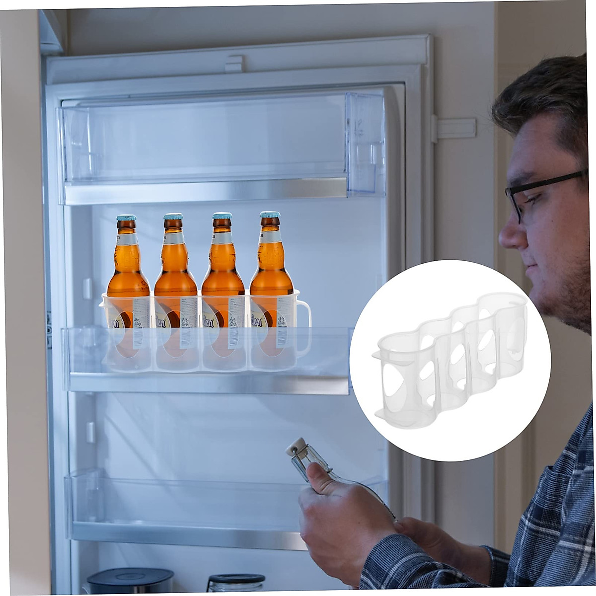 Hemoton 2pcs Refrigerator Organizer Bins Drink Holder Storage Bin Portable Pop Soda Can Dispenser Beverage Holder for Fridge Storage Sliding Freezer Kitchen Countertops Cabinets