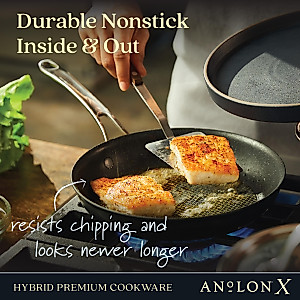 Anolon X Hybrid Nonstick Induction Frying Pans/Skillet Set, 10 Inch and 12 Inch, Dark Gray