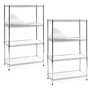 EFINE 2-Pack Chrome 4-Shelf Shelving Unit with 4-Shelf Liners, Adjustable, NSF Certified Metal Wire Shelves, 150lbs Loading Capacity Per Shelf, Shelving Rack for Kitchen and Garage (30W x 14D x 47H)