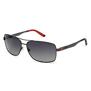 Carrera Men's 8014/S Rectangular Sunglasses, Dark Ruthenium/Polarized Gray, 61mm, 14mm