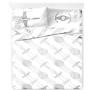 Jay Franco Star Wars Falcon Schematics Queen Size Sheet Set - 4 Piece Set Super Soft and Cozy Kid’s Bedding - Fade Resistant Microfiber Sheets