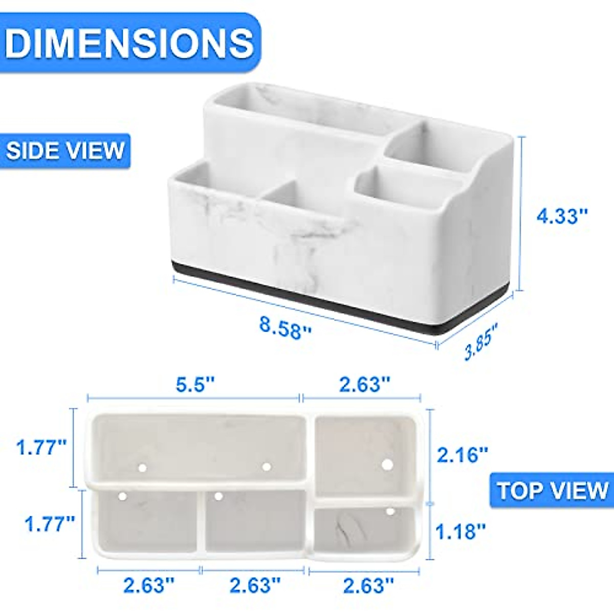 Vitviti Toothbrush Holder for Bathroom, Bathroom Storage Vanity Tray, Resin Soap Tray Counter Organizer, Sponge Holder for Soap Dispenser/Kitchen Sink, White Marble Look