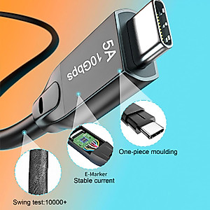 Grtoeud USB C to USB C 3.1 Cable 15FT, 10Gbps USB 3.1 Gen 2 Cable, 4K@60Hz Monitor Cord and 100W Fast Charging with E-Mark for Thunderbolt 3/4, MacBook Pro/Air,iPad Pro,Oculus, SSD,Galaxy S23(Black)