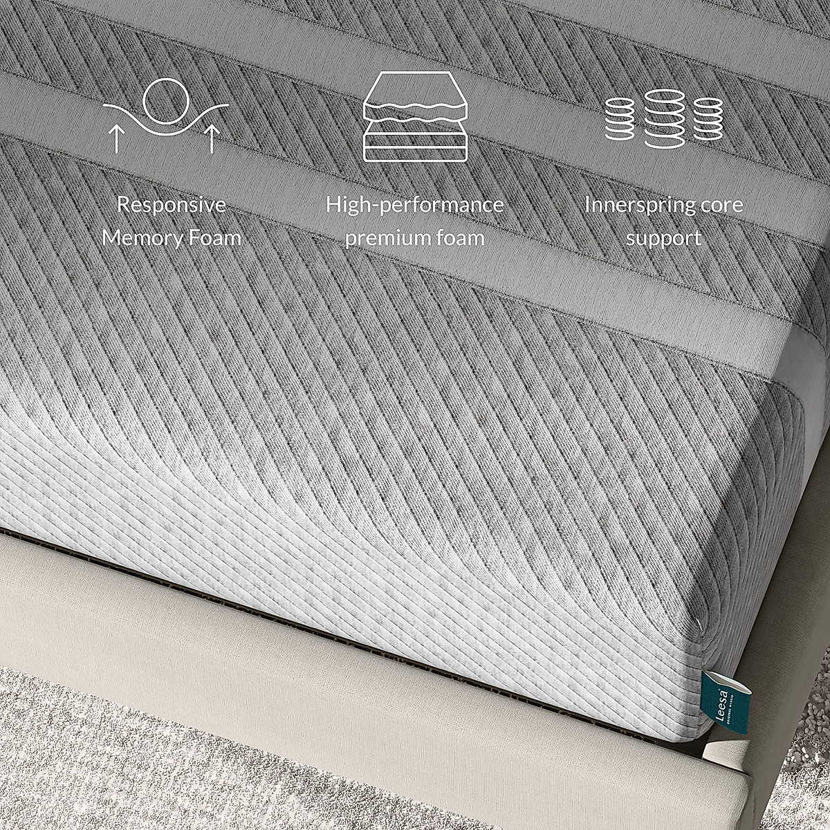 Leesa Original Hybrid 11" Mattress, California King, Premium Cooling Foam and Individually Wrapped Springs/CertiPUR-US Certified / 100-Night Trial