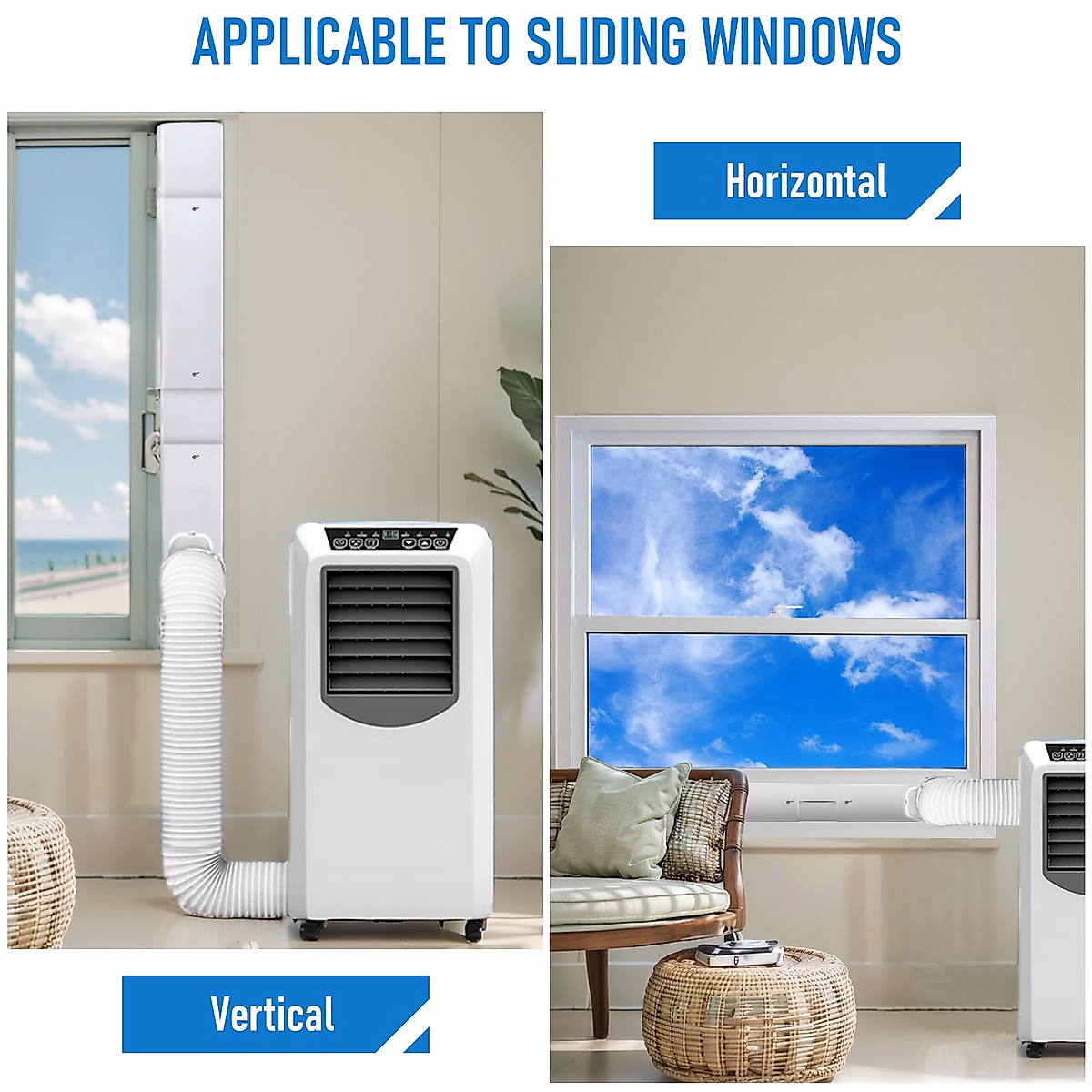 Portable Air Conditioner Window Vent Kit with 5.9" Exhaust Hose, Portable AC Seal Kit for Sliding Window with 4 Plates, Universal Coupler Fits 5.9 & 5.1 Inch Diameter Exhaust Hose