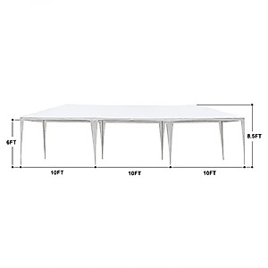 GIVIMO Party Canopy Tent 10x30 with Sidewalls White Gazebo Canopy Tents for Outdoor Wedding (10 * 30 with 5 Side Wall)