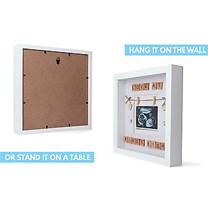 boom moments Sonogram Picture Frame | Scrabble Style Letters | Keepsake Baby Ultrasound Frame | Best Baby Announcement | Love at First Sight (10 x 10 Inches)