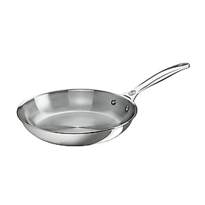 Le Creuset 12 Inch Stainless Steel Frypan Bundle with Glass Lid SS Knob