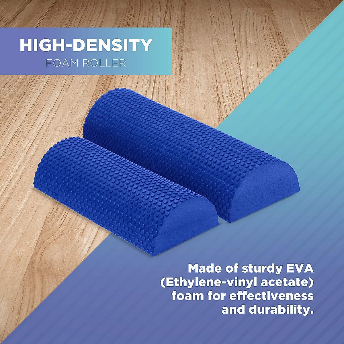Bean Products High-Density EVA Foam Rollers | Deep Tissue Massager | Myofascial Release Textured Bumps | 12” Half Roller | Made in The USA