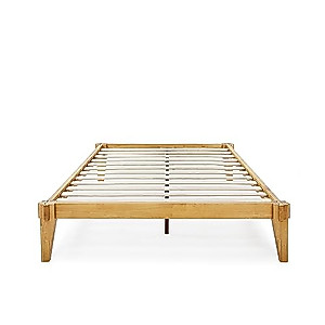 Bme Chalipa 14” Full Size Bed Frame - Wood Platform Bed - Wood Slat Support - No Box Spring Needed - Easy Assembly - Minimalist & Modern Style, Natural