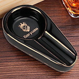 Cigar Ashtray Patio Single Ceramic Outdoor Ash Tray Cigars Portable Travel Porcelain Cigar Ashtrays Suitable for Gift Living Room Office Decoration (Black01)