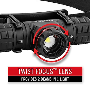 Coast XPH30R 1200 Lumen USB-C Rechargeable Dual Power Headlamp with Twist Focus Beam and Magnetic Base