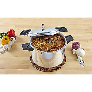 IMUSA USA A417-80807 16Qt Jumbo Stovetop Pressure Cooker with Regulator and Side Handles, Silver