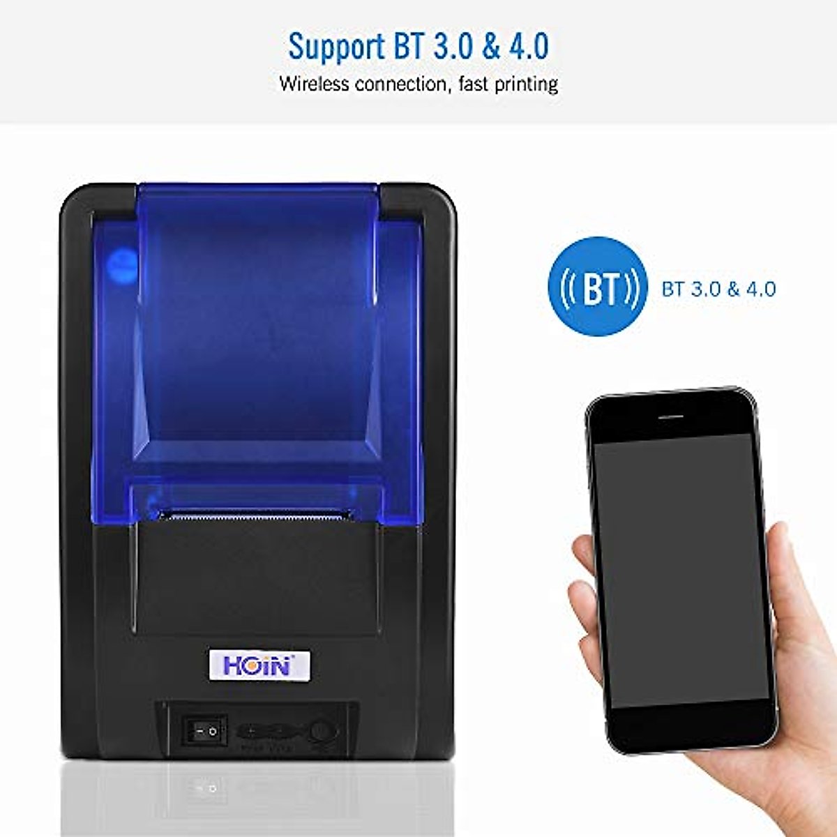 Bisofice 58mm Portable Thermal Receipt Printer 58mm Ticket Printer with BT and USB Interface High Speed Clear Ticket Printing Compatible with ESC/POS Command Set