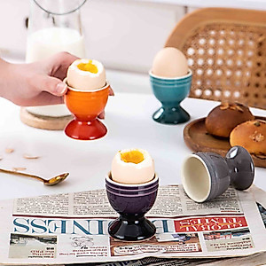 UNICASA Ceramic Egg Cups, Porcelain Colorful Egg Cup Set of 6, Stand Holder for Soft Boiled Eggs, Microwave & Dishwasher Safe