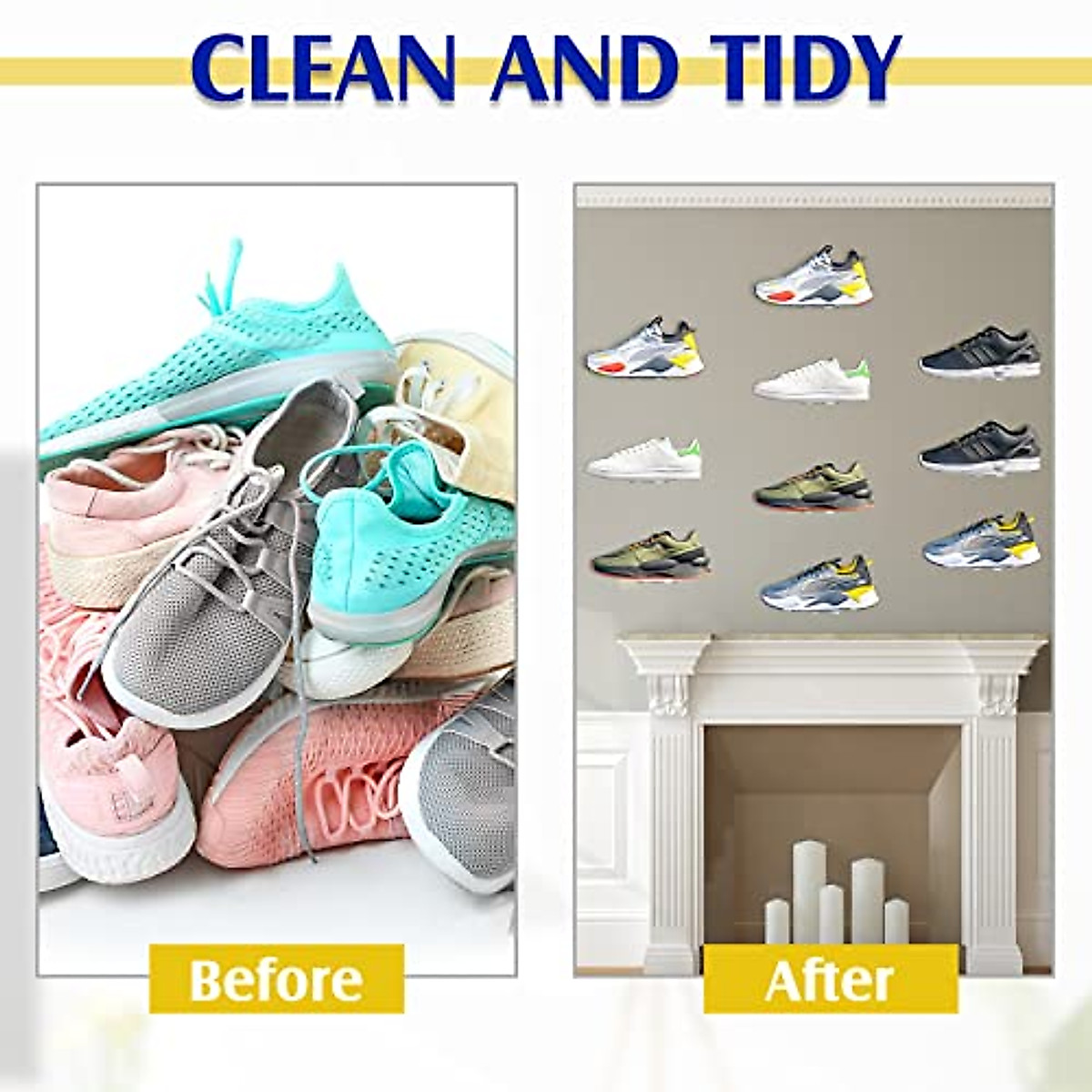 Treela 30 Pack Floating Shoe Display Shelf for Closet Acrylic Clear Shoe Wall Shelf Wall Mounted Easy to Install Sneaker Shelves for Collections, Includes Cross Screws, Expansion Tubes (Rectangular)