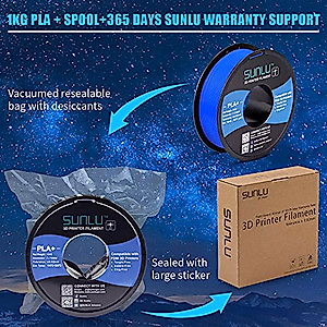 PLA+ 3D Printer Filament 1.75mm, SUNLU PLA Filament PRO, Dimensional Accuracy +/- 0.02 mm, 1 kg Spool, 1.75 PLA Plus, White+Blue
