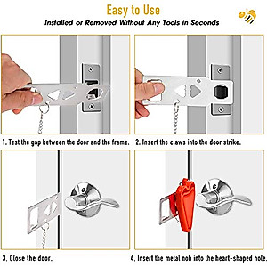 Portable Door Lock for Travel, Apartment Home Security Door Locker from Inside with Drawstring Bag and Drive Save I Need You Here with Me Keychain, Gift for Women and Men