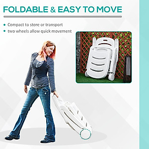 Outsunny Outdoor Chaise Lounge, 5 Level Adjustable Backrest Lounge Chair with Wheels, Folding Tanning Chair for Pool, Beach, Patio, Garden, White