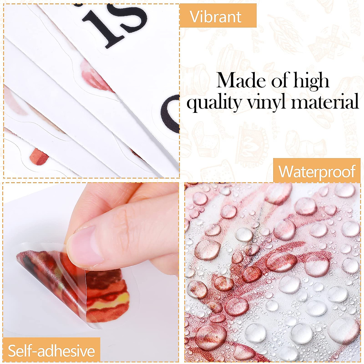 Chefs Peel and Stick Wall Decals Italian Fat Chefs Wall Stickers Cooking Wall Sticker Wine Cake for Kitchen Restaurant Dining Room Home Wall Decoration, 6 Sheets