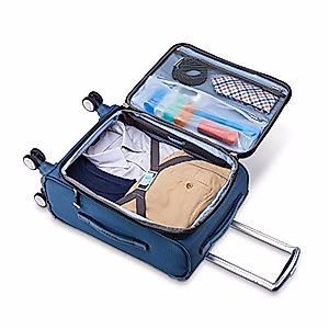 Samsonite Solyte DLX Softside Expandable Luggage with Spinner Wheels, Mediterranean Blue, Checked-Medium 25-Inch