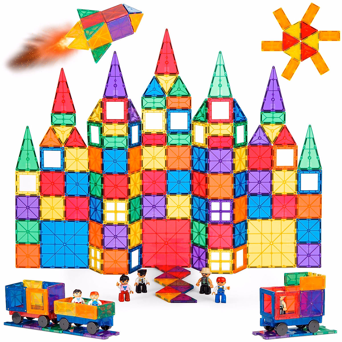 Best Choice Products 265-Piece Kids Colorful Magnetic Tiles Set 3D Construction Magnet Building Blocks Educational STEM Toy