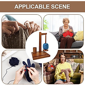 Yarn Holder for Crocheting Wooden Yarn Rack Stand with Phone Stand, Crochet Hook Storage and Magnetic Yarn Ball Holder Spinner