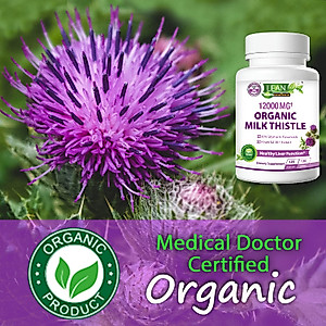 Liver Renew Cleanse Detox & Repair Organic Milk Thistle 120 Day 12000 Mg 30X Seed Extract with Silymarin MD Pure Kidney Lung Health Support Fast Active Formula Pills Herbal Supplement, 120 Capsules