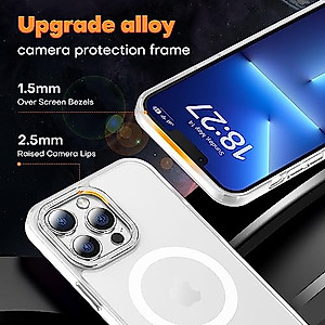 KISEN for iPhone 13 Pro Max Case Magnetic Compatible with MagSafe Slim Translucent Matte Phone Case Cover 6.7 inch, Frosted White