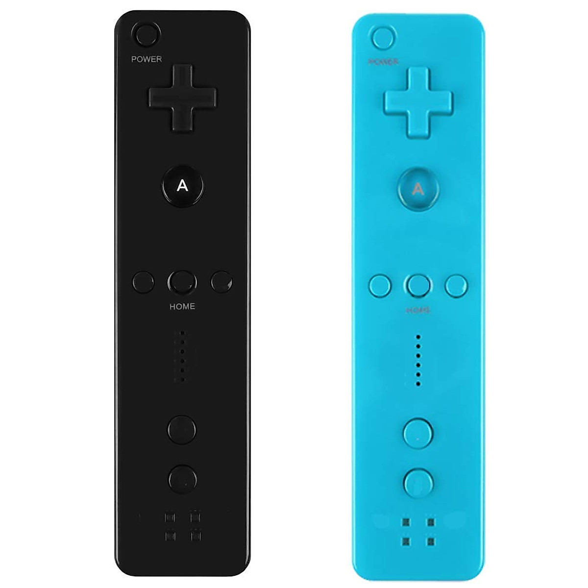 Poulep Gesture Controller and Nunchuck Joystick with Silicone Case for Wii Wii U Console (black + light blue)