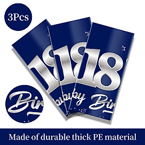 Turypaty 3 Pack Blue Silver 18th Birthday Tablecloth Decorations for Boy, Navy Blue Happy 18 Table Cover Party Supplies, Eighteen Years Old Birthday Disposable Rectangular Table Cloths