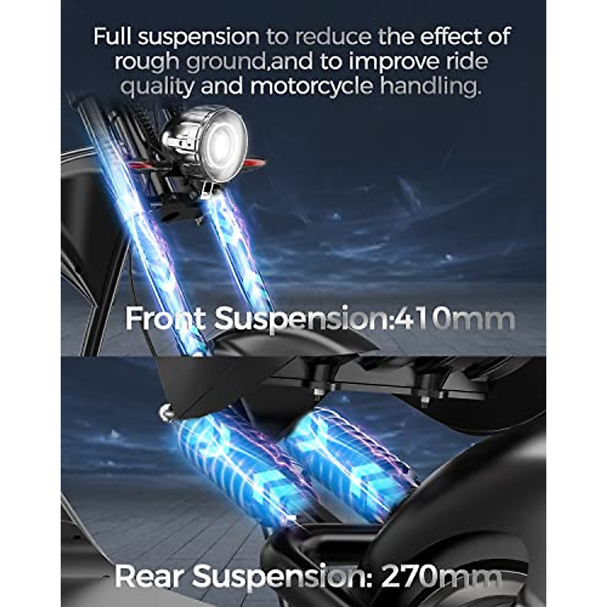 Eahora DOT Approved M1P 37Mph 2000W Electric Motorcycle for Adults, 60V 30ah Lithium Battery 40Miles Electric Scooter, 12in Vacuum Tires Full Suspension for Urban Commuting, 1-2 Person