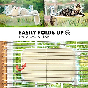 Cat Window Perch Foldable Cat Window Hammock with Steel Frame and Strong Suction Cup Mount Cat Bed Cat Hammock Window Seat for Indoor Cats White
