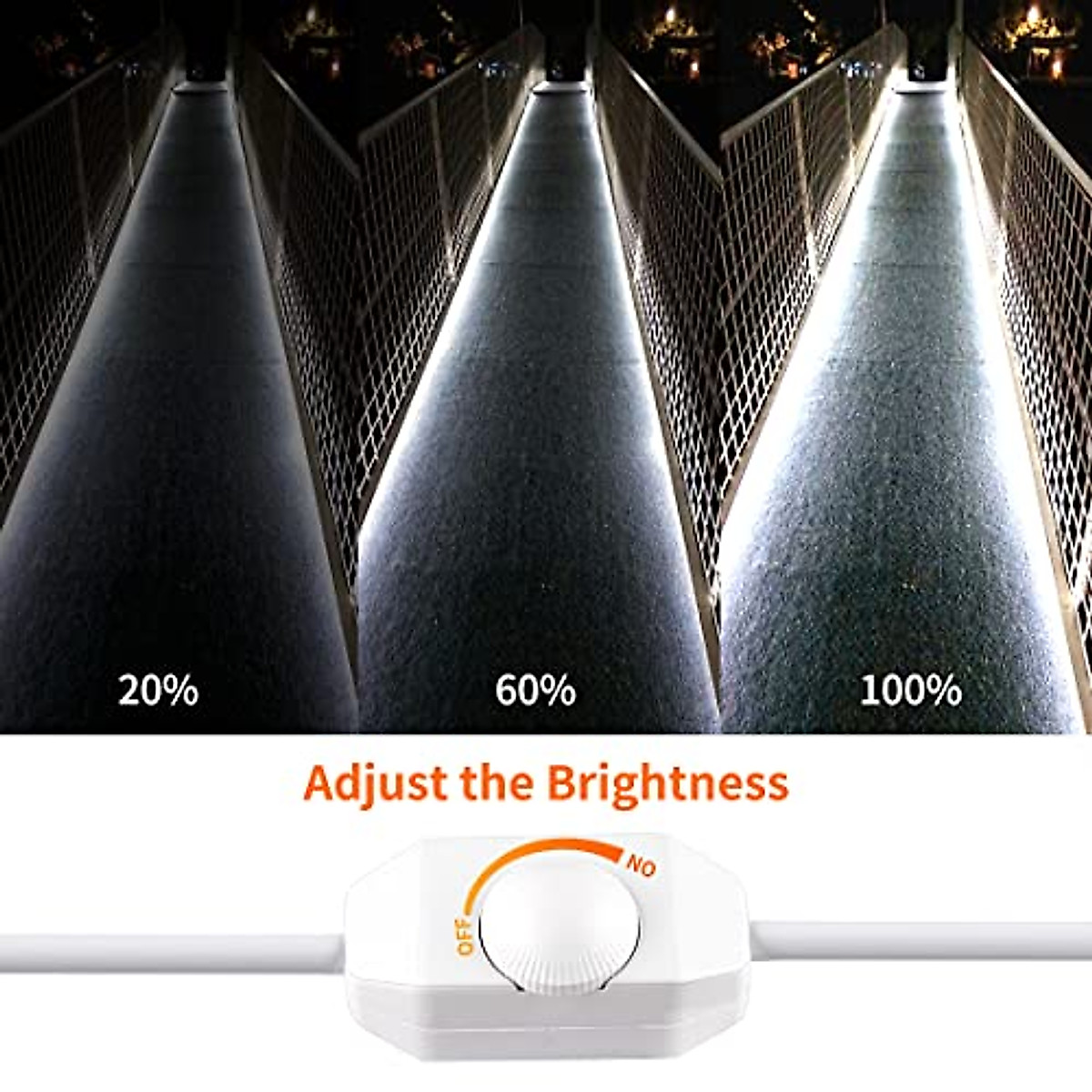 YQNLIFA Dimmable 80ft LED Rope Lights, 864 LEDs IP65 Waterproof Outdoor Indoor Linkable Cuttable Rope Light, 110V 6000K Daylight White Rope Light for Patio Garden Corridor Home Party Décor