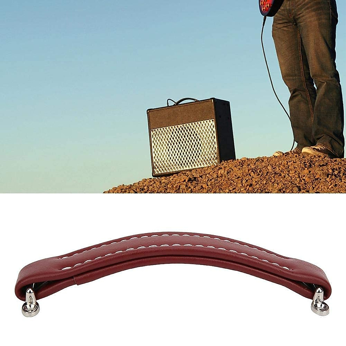 PU Leather Amplifier Handle, Rough Textured Embossed Guitar Speaker Handle for Guitar Amp