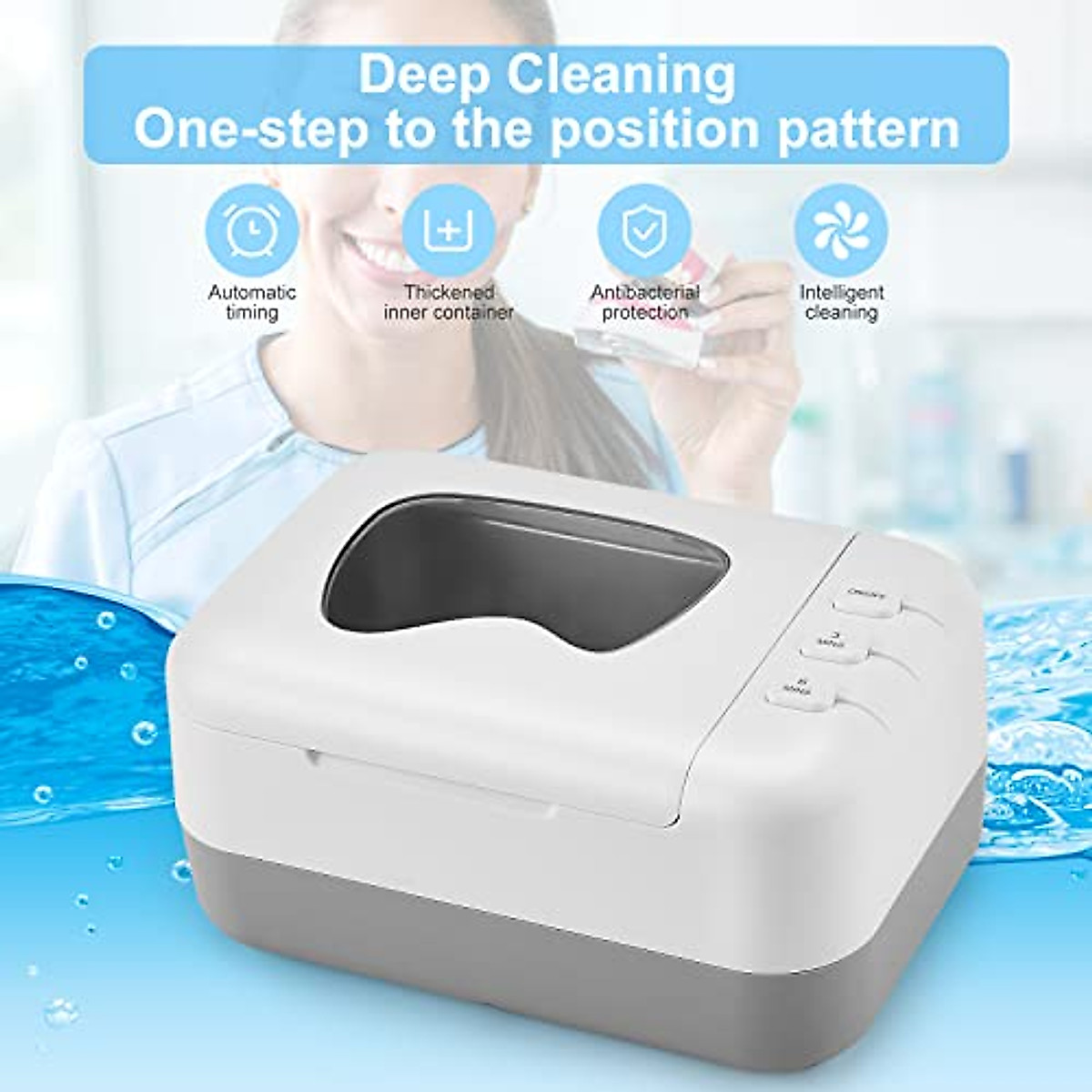 BlumWay Ultrasonic Denture Cleaner 200ml False Teeth Cleaning Machine, Very Safe Simple and Efficient Denture Cleaning Device for Old Parents Thoughtful Gifts