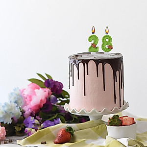 VSHILI 28 82 Birthday Candles, 28th 82nd Cake Candles, Green Happy Birthday Number 28 82 Candles Cake Topper Decorations for Party Men Women