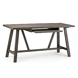 SIMPLIHOME Dylan SOLID WOOD Modern Industrial 60 inch Wide Home Office Desk, Writing Table, Workstation, Study Table Furniture in Driftwood