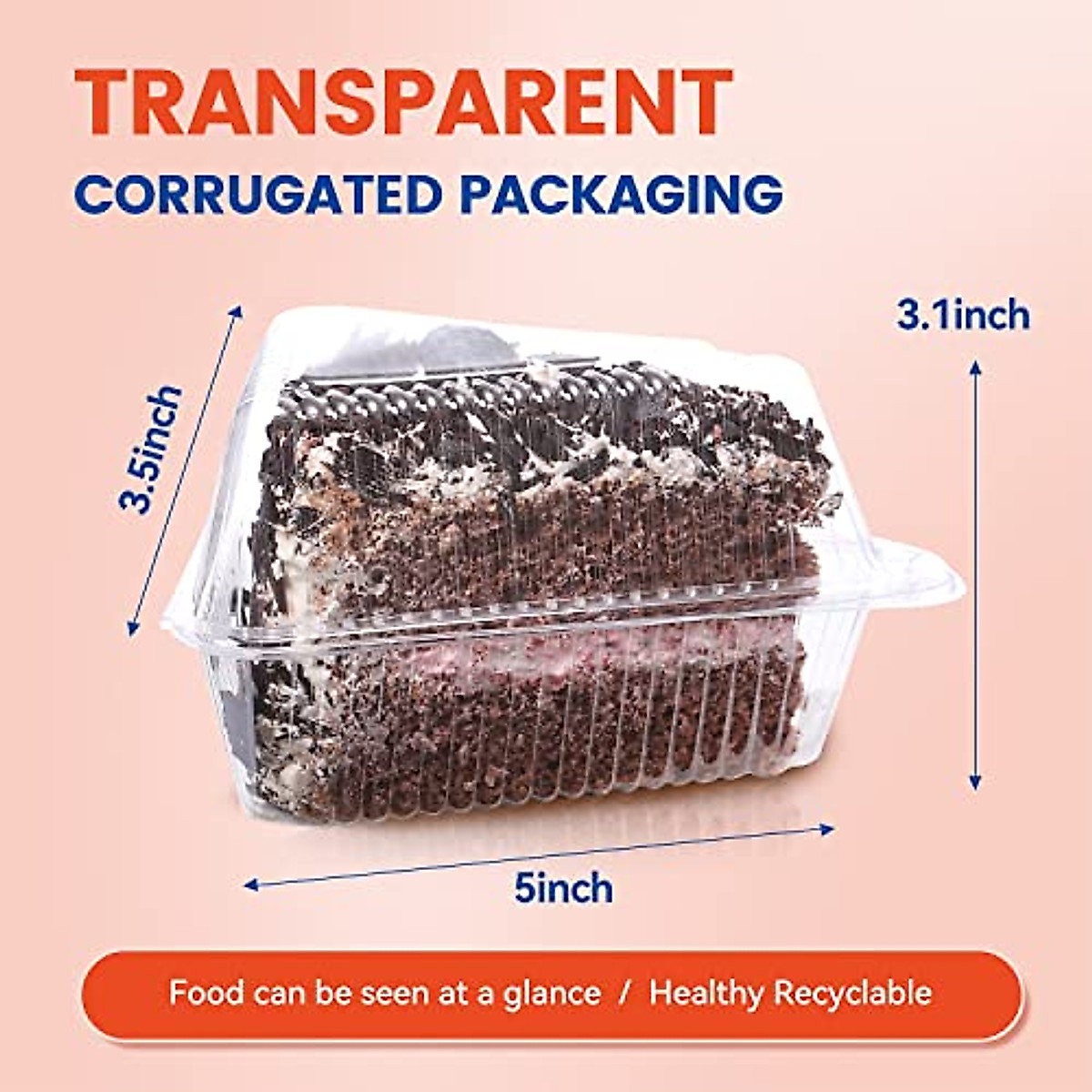 DODHEG 120 PCS Plastic Cake Containers, Clear Hinged Plastic Containers, Clear Plastic Take out Containers, with Bring 120 Sealing Stickers, for Home Bakery and Cafe (5.5x4.2x3 inches) Triangles.