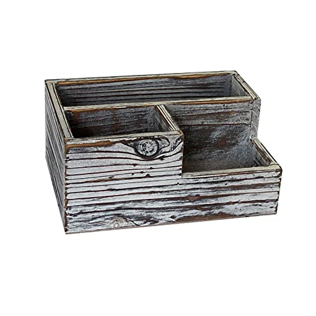 Cregugua Rustic Wood Pen and Pencil Holder Decorative Stationary Wooden Organizer Office/Home (5.5X7.9X3.5 in)