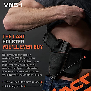 VNSH Belly Band Holster - Concealed Carry Gun Holster with Double Mag Pouch for Men & Women