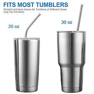 Zam Imports 12-Pack Gold Silver Stainless Steel Straws Reusable Metal Drinking Straws for Yeti Tumblers Dishwasher Safe, 2 Brushes and case Included, One Size, 13-RS-ZI
